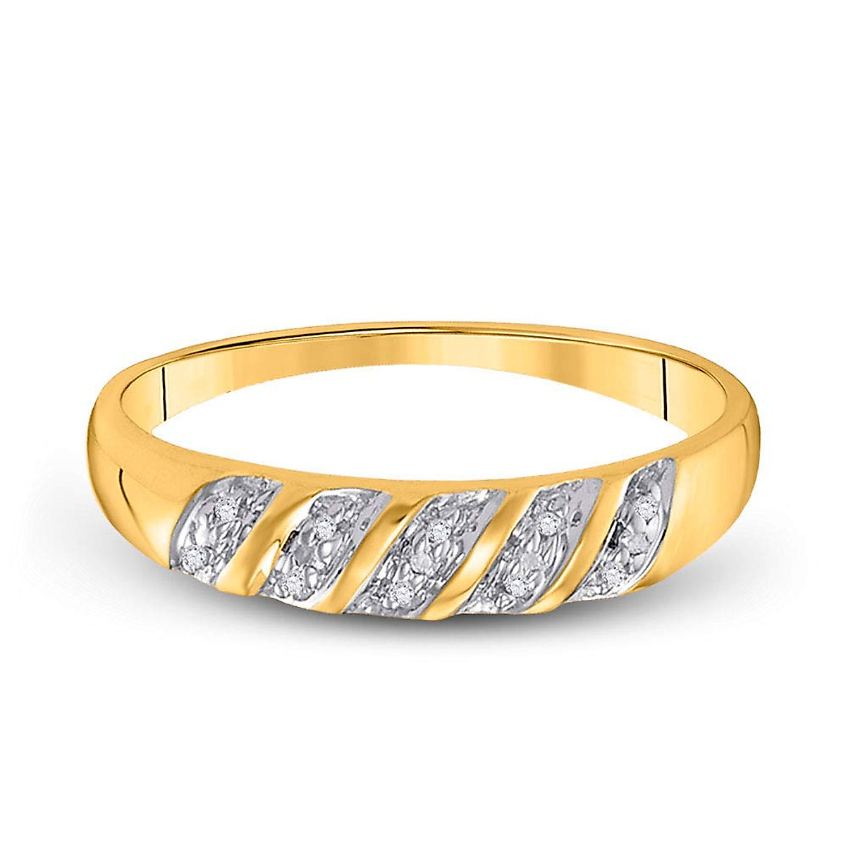 Sizes - L = 7, M = 10 - 10k Yellow and White 2 Two Tone Gold Mens and Ladies Couple His & Hers Trio 3 Three Ring Bridal Matching Engagement Wedding Ring Band Set - Round Diamonds - Princess Shape Center Setting (.09 cttw) - Please use drop down menu to se
