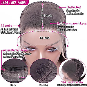 Hermosa 13x4 Straight Human Hair Lace Front Wigs for Black Women 26 inch 180 Density HD Lace Front Wig Human Hair Pre Plucked with Baby Hair Natural Hairline Black Color