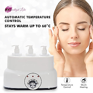 AMETHYST LAKE Oil Warmer Dispenser, Plug-in Electric Warmer Oil Dispenser, 3-Bottles Lotion Warmer, Message Oil Heater for Home & Professional Spa Supplies.