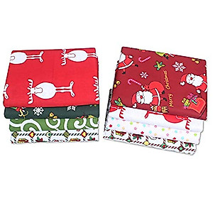 MoonyLI 8Pcs Christmas Cotton Fabric Bundle Quilting Patchwork Precut Santa Claus Printed Fabric Scraps Xmas Sewing Crafting DIY Supplies