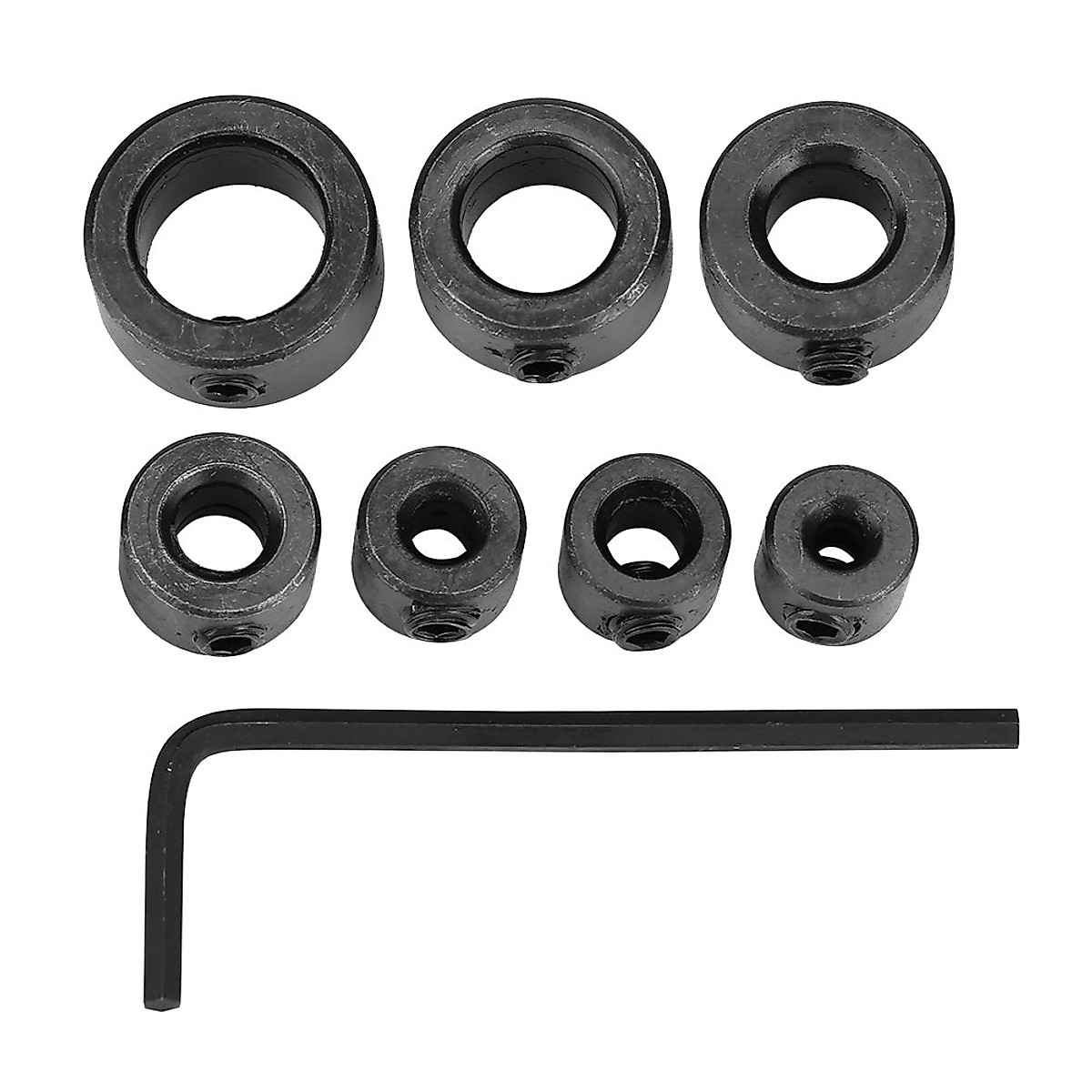 7Pcs/Set Drill Depth Stop, Drill Bit Depth Stop Drill Stop Rings Set 3-12mm Collars Limit Ring Chuck Positioner Locator with Hex Wrench Woodworking Tool