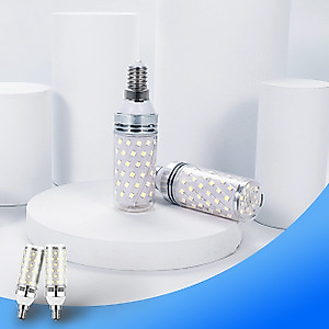 Heifymi E12 100W Led Candelabra Bulbs Replacement, 6000k Daylight Bright White, E12 12W Led Candle Light Bulbs T6 C7 1200lm, E12 Base Chandelier Pendant Ceiling Fan Bulbs, Non-Dimmable, 4Pack