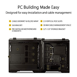 ASUS TUF Gaming GT501 Mid-Tower Computer Case for up to EATX Motherboards with USB 3.0 Front Panel Cases GT501/GRY/WITH Handle