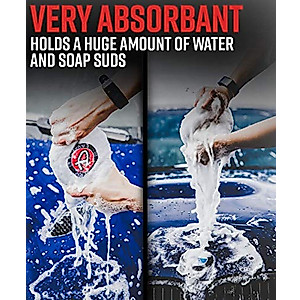 Adam's Microfiber Car Wash Sponge – Premium Scratch Free Microfiber Mitt for Car Cleaning | Car Detailing Accessory Works with Bucket, Car Shampoo Soap, Foam Cannon or Foam Gun | Boat RV Motorycle