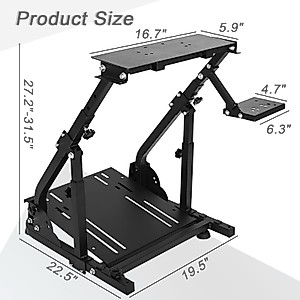 Hottoby G920 Racing Steering Wheel Stand Foldable & Reinforcement Bar Fit for Logitech/Thrustmaster G25 G29 G923 T300RS T80 T150,Driving Simulator Frame Adjustable,No Steering Wheel,Pedals & Handbrake