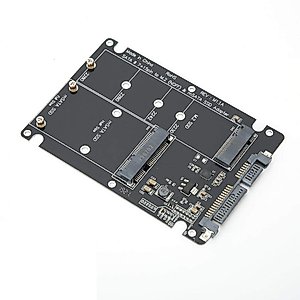 ASHATA Hard Disk Box Black ABS SSD 2 in 1 M.2 B-Key MSATA to SATA 3.0 Computer Accessories