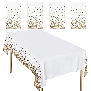 FYY Disposable Plastic Tablecloths,[4 Pack ] Plastic Tablecloths for Indoor or Outdoor Tables Parties Christmas Picnic Birthdays and Weddings 54" X 108"
