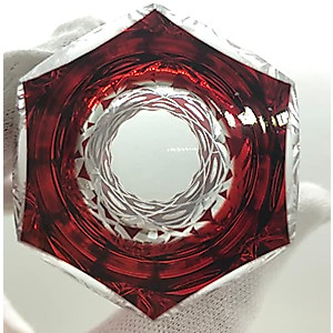 (Creative Series) Tamakiko Hexagonal Basket Shot Glass, Kiriko Glass, Shot Glass, Straight in Paulownia Box, Kiriko Workshop, Promitsu Made in Japan, Independent Kiriko Artist Mitsuki Saito