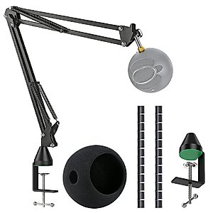 YOUSHARES Microphone Stand with Foam Cover - Mic Boom Arm Stand Pop Filter Compatible with Blue Snowball Microphone