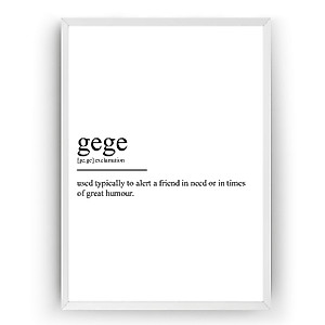 Gege Definition Print - Chinese Dictionary Poster Wall Art Home Decor Quote Typography - Frame Not Included