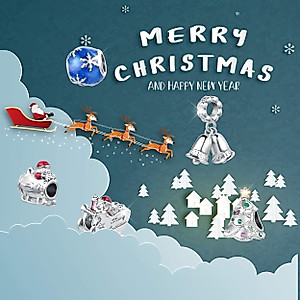 TCHYUN Sleighing Santa Claus Christmas Birthday Sale Cheap Collection Polished Rose Gold Mom Sister Silver Plated Birthstone Crystal Beads Charms for Bracelets