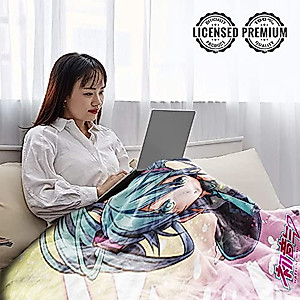 JUST FUNKY Vocaloid Fleece Blanket | 60” x 45” Inches | Featuring Hatsune Miku Blanket | Room Decor | Throw Blanket | Officially Licensed | My Figure Collection | Anime Merch | Anime Gifts