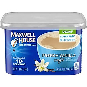 Maxwell House International Decaf & Sugar Free French Vanilla Café Style Instant Coffee, 4 oz Canister (Pack of 4) (Full package)