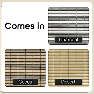 Cordless Veranda Vinyl Roll-Up Blind - 72 Inch Length, 48 Inch Width, Quarter Inch Vinyl Slats - Cocoa/Almond - Soft Light Filtering Horizontal Windows Blinds for Indoors by Achim Home Decor