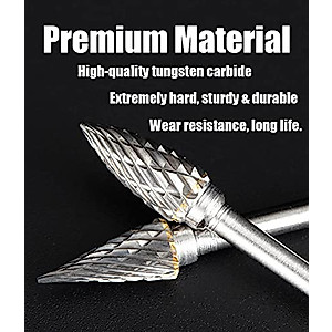 Tungsten Carbide Rotary Burr Set for Dremel, 10PCS Carbide Double Cut Carving Burr Bits with 1/8” Shank Rotary Tool Accessories for Woodworking, Engraving, Drilling, Steel Metal Working