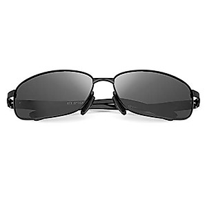 Atx Opitcal XXL extra large Rectangular Oversized Polarized Sunglasses for big wide heads 150mm metal frame (black, black)