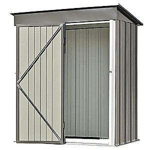 LUMISOL 5 x 3 FT Outdoor Storage Shed, Heavy Duty Metal Shed with Lockable Door, Tool Garden Shed Waterproof Storage House for Backyard, Patio, Lawn (Gray)