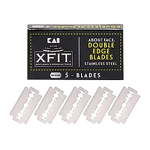 Double Edge Safety Razor blades by Kai Xfit (5 Blades); Durable Stainless-steel Razor blades with Superior Cutting Edge for Precision Shaving; Multiple Uses; Conveniently fits all Double-Edge Razors