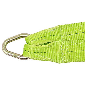 Mytee Products V Bridle Tow Strap 3" x 36" w/ 15" J Hook w/T-J Hooks, Hi VIZ/High Abrasion Green Webbing, 5400 lbs WLL | Recovery V-Strap w/Reinforced Webbing for Towing, Car Wrecker, Rollback