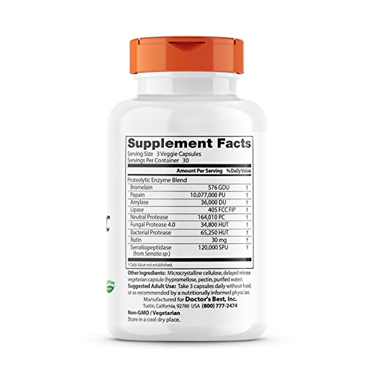 Doctor's Best Proteolytic enzymes, Digestion, Muscle, Joint, Non-GMO, Gluten Free, Vegetarian, 90 Veggie Caps