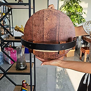 Whiskey Barrel Shelf Hand Crafted Liquor Bottle Display Vintage Round Wine Shelf Wooden Wall Mounted Wine Rack 7 Wine Bottle Round Shelf Wall Display Decoration for Home Bar Kitchen Cabinet