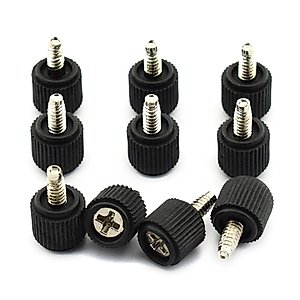 DZS Elec 10pcs #6-32 Black Thumb Screws Nickle Plated Carbon Steel Philips PC Computer Case Fastener Thumb Screws