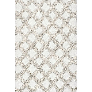 nuLOOM Francene Diamond Trellis Shag Area Rug, 5' x 8', Ivory