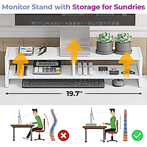 SEDETA L Shaped Computer Desk, Convertible 86.6" Home Office Desk or Corner Desk, L Office Desk with Drawer, Power Strip, Storage Cabinet, Monitor Stand & Storage Bag, White