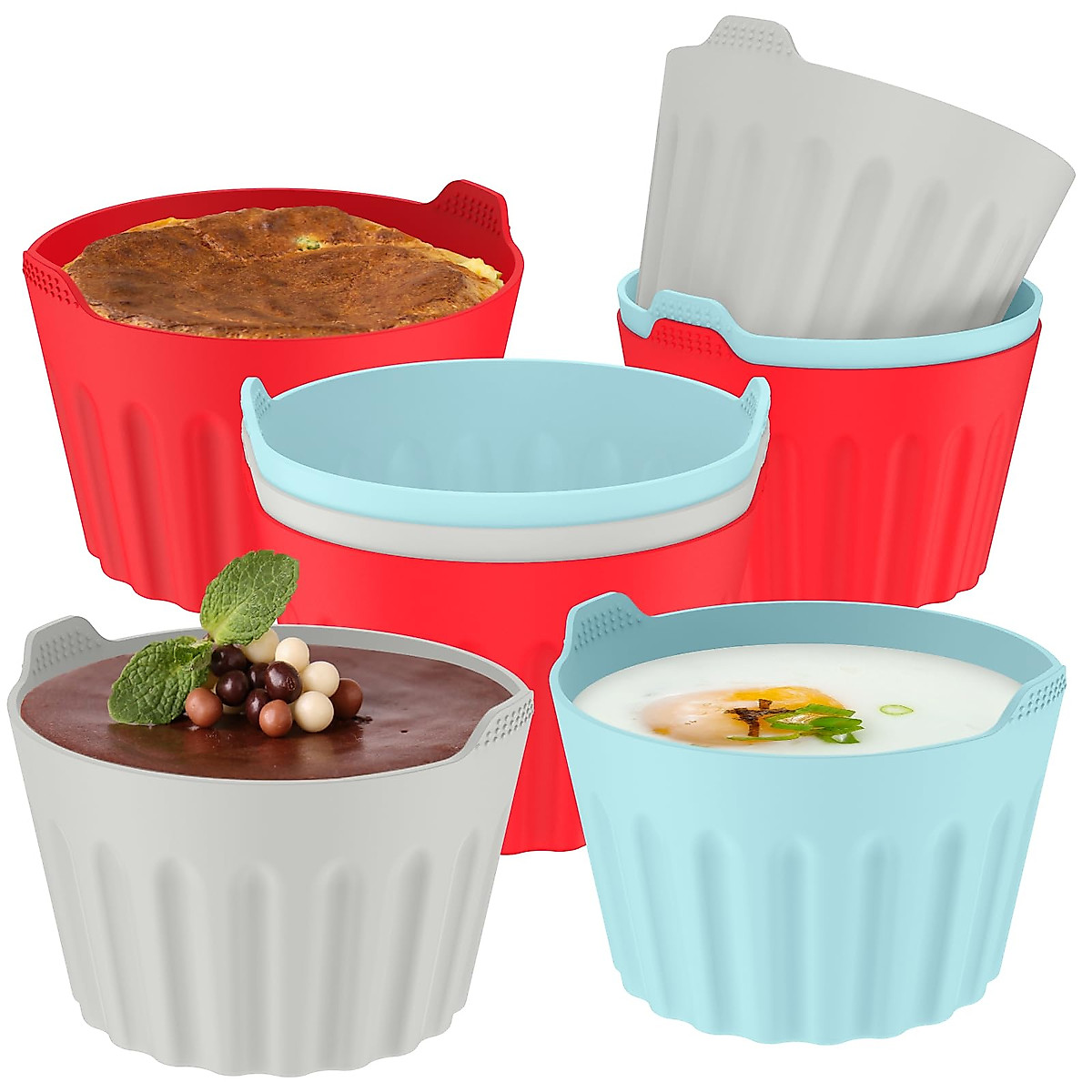 KTZCTPCA 9Pcs Silicone Air Fryer Egg Mold, Reusable Nonstick Egg Bites Pan Alternative, Egg Boiler Mold Cup, BPA Free, Dishwasher Safe Poached Egg Cups for Microwave Air Fryer Stovetop Egg Cooking