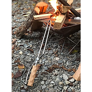 CAMPINGMOON Stainless Steel Fireplace Firewood Tongs MS-42