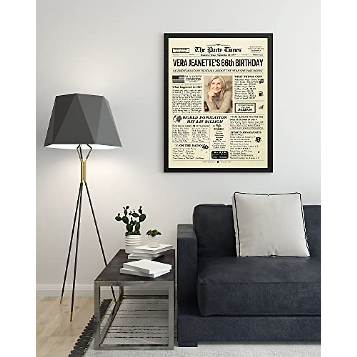 TRIDECOR Personalized 66th Birthday Party Decorations for Kids, Girls, Boys, Back To 1956 Poster Gifts, Gift for Dad, Mom, Him, 24 x 36 Inch