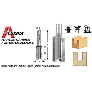 Amana Tool - 45239 Solid Carbide Cutting Edge Straight Plunge CNC Router Bit for Wood High Production 3/16 Dia x 5/8 x ¼ Inch Shank