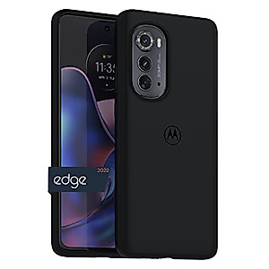 Motorola Moto Edge (2022) Soft Protective Case- Slim Fit- Silicone Coated Exterior, Microfiber Interior Lining, Precision Cutouts, Shock Absorbing Covers- Black [NOT for Edge Plus 2022]