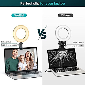 Weilisi 6.5'' Ring Light for Computer, 3 Light Modes Video Conference Lighting, Mini Ring Light Selfie Ring Light for Laptop, Webcam, Zoom, Desk