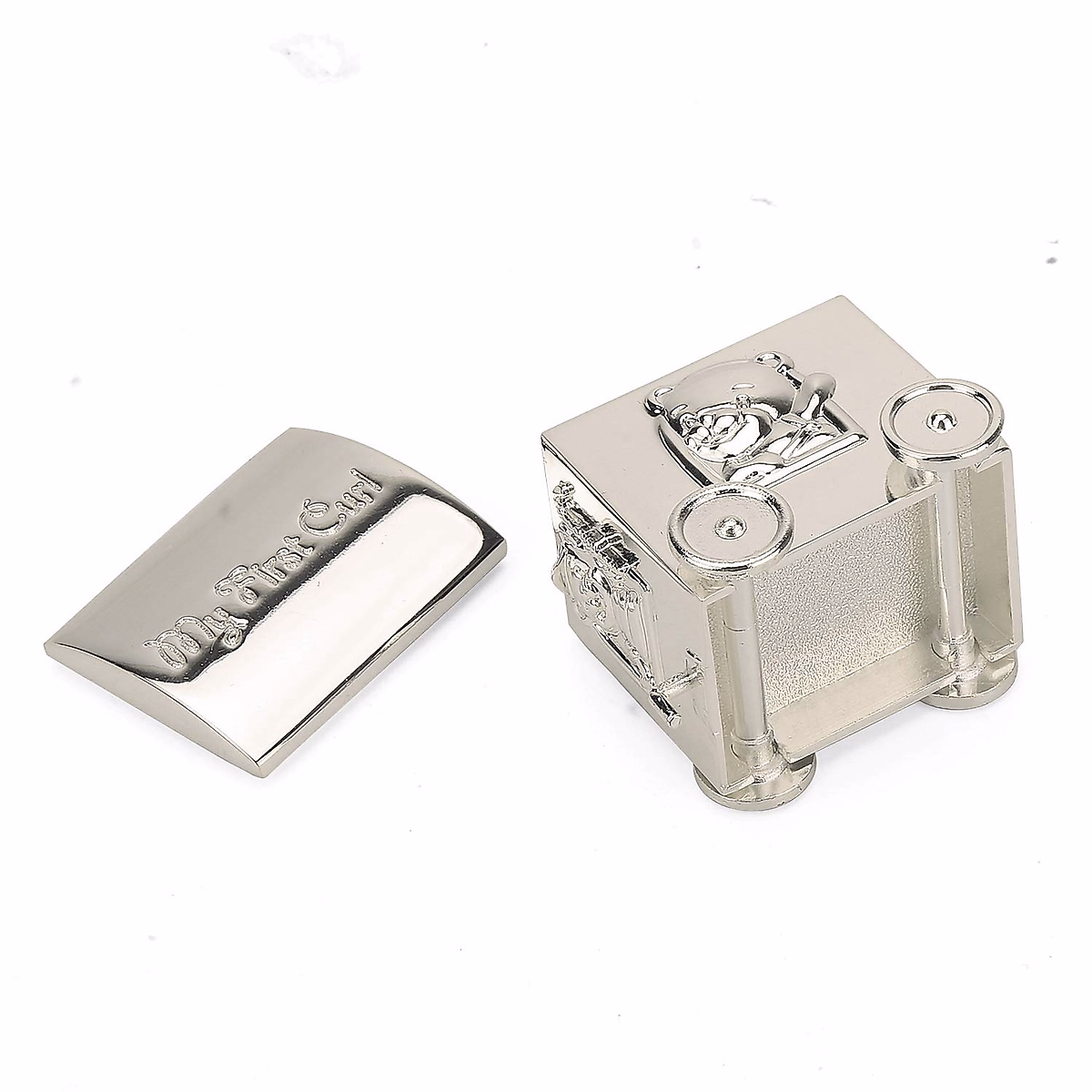 K COOL Shiny Silver Baby Tooth Box Metal Kids Keepsake Origanizer Train Tooth Holder Children Tooth and Curl Fairy Container Christening Gift for Child Memory