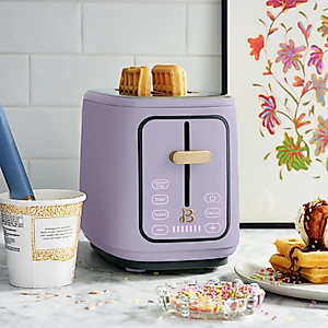 Beautiful 2 Slices Toaster with Touch-Activated Display, 7 Browning Settings, Bagel & Frozen Bread Presets, Slide-Out Crumb Tray Stylish Kitchen Toaster by Drew Barrymore (Lavender)