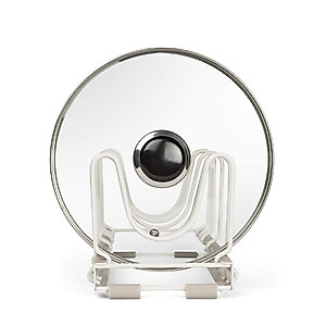 Better Things Home 12+ Expandable Pan and Pot Lid Organizer Rack for Cabinet, Pot Lid Holder Pot Organizers Inside Cabinet, Pots and Pans Organizer Under Cabinet (Off White, LID ORGANIZER)