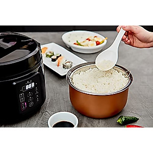 Yum Asia Kumo YumCarb Rice Cooker with Ceramic Bowl and Advanced Fuzzy Logic, (5.5 Cups, 1 Litre), 5 Rice Cooking Functions, 3 Multicooker Functions, 110V US Power (Dark Stainless Steel)