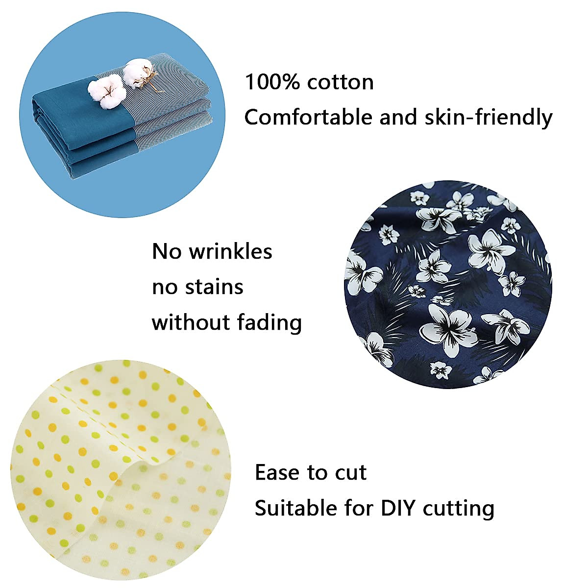 7 Pieces Cotton Fabric Plainl Printed (20"x20"), Comfortable Fabric for Sewing, Patchwork Quilting Fabric, Pretty Flower Pattern Material for Quilting Sewing Cloths Sewing DIY Artcraft -Yellow