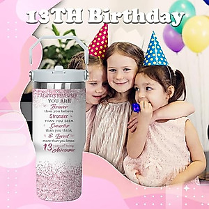 13 Year Old Girl Birthday Gift Ideas 40oz Tumbler Birthday Gift for 13 Year Old Girl, 13th Birthday Gifts for Girls, Birthdays Gifts for 13 Year Old Girls, Stainless Steel Cup with Handle & Straw