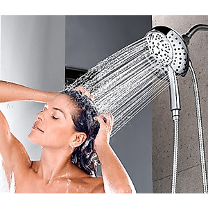 GRICH Dual Shower Head with Handheld: 2 IN 1 High Pressure Handheld Shower Head & Rainfall Shower Head, 9 Spray Modes/Settings Detachable Shower Head with Hose, cUPC and CEC Certification Approved