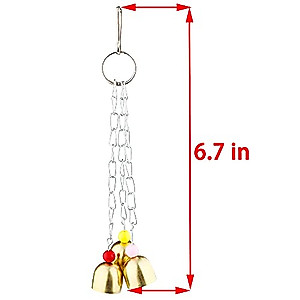 VTurboWay 2 Pack Pet Parrot Bell Toy Bird Chewing Toy Stainless Steel Hanging Bells for Bird Parrot Conure Cockatoo Macaw African Grey Amazon Budgie Parakeet Cockatiel Lovebird Finch Cage
