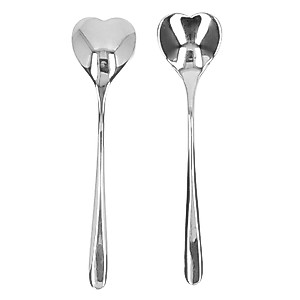 4Pcs Coffee Spoon, 4 Inch Heart Shaped Stainless Steel Teaspoons, Lovely Ergonomic Metal Stirring Spoon for Dessert, Ice Cream, Coffee, Iced Tea, Appetizer, Cake, Sugar