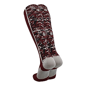 TCK Digital Camo OTC Socks (Maroon/Grey, Medium)