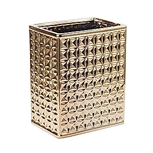 BASDHE Bathroom Accessories Set 5 Piece Bath Ensemble Includes Soap Dispenser, Toothbrush Holder, Toothbrush Cup, Soap Dish and Trash Can for Decorative Countertop and Housewarming Gift, Gold