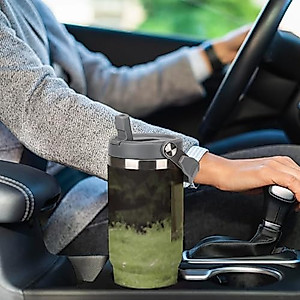 Hi Bear Sit on The Lawn 30oz Stainless Steel Insulated Tumbler with Straw & Foldable Handle - Leakproof, Double-Wall Vacuum Travel Thermos for Hot/Cold Drinks, Non-Slip Base, Fit Cup Holders