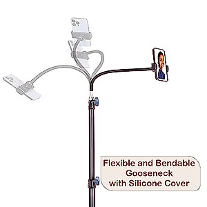 HAITENT Phone Floor Tripod Stand,7.2 Feet Retractable Adjustable Gooseneck Cell Phone Tall Tripod Stand for iPhone 12 Pro Max,iPhone 11 Pro Max,iPhone Xs Max, with Smart Phone Holder Clamp