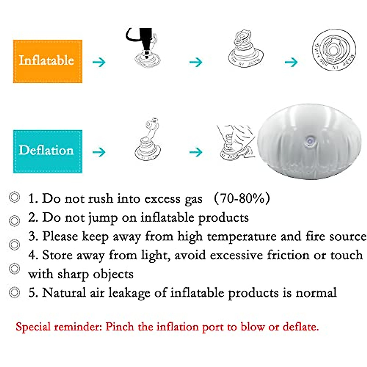 Kids Swing Hammock Pod Chair Replacement Inflatable Cushion , 27.5 in Swing Hammock Pod Chair Thickened PVC Inflatable Cushions (White)