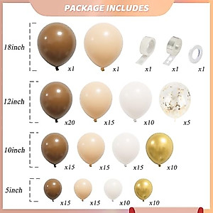 RUBFAC Brown Balloons Garland Arch Kit Teddy Bear Baby Shower Decorations Nude Balloons Tan Coffee Brown Neutral Balloons Jungle Theme Woodland Birthday Party