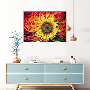 DIY Paint by Numbers for Kids & Adults & Beginne,DIY Canvas Painting Gift Kits for Home Decoration,Warm Sunflower Wall Bedroom Decoration 16 x 20 inch (Without Framed)